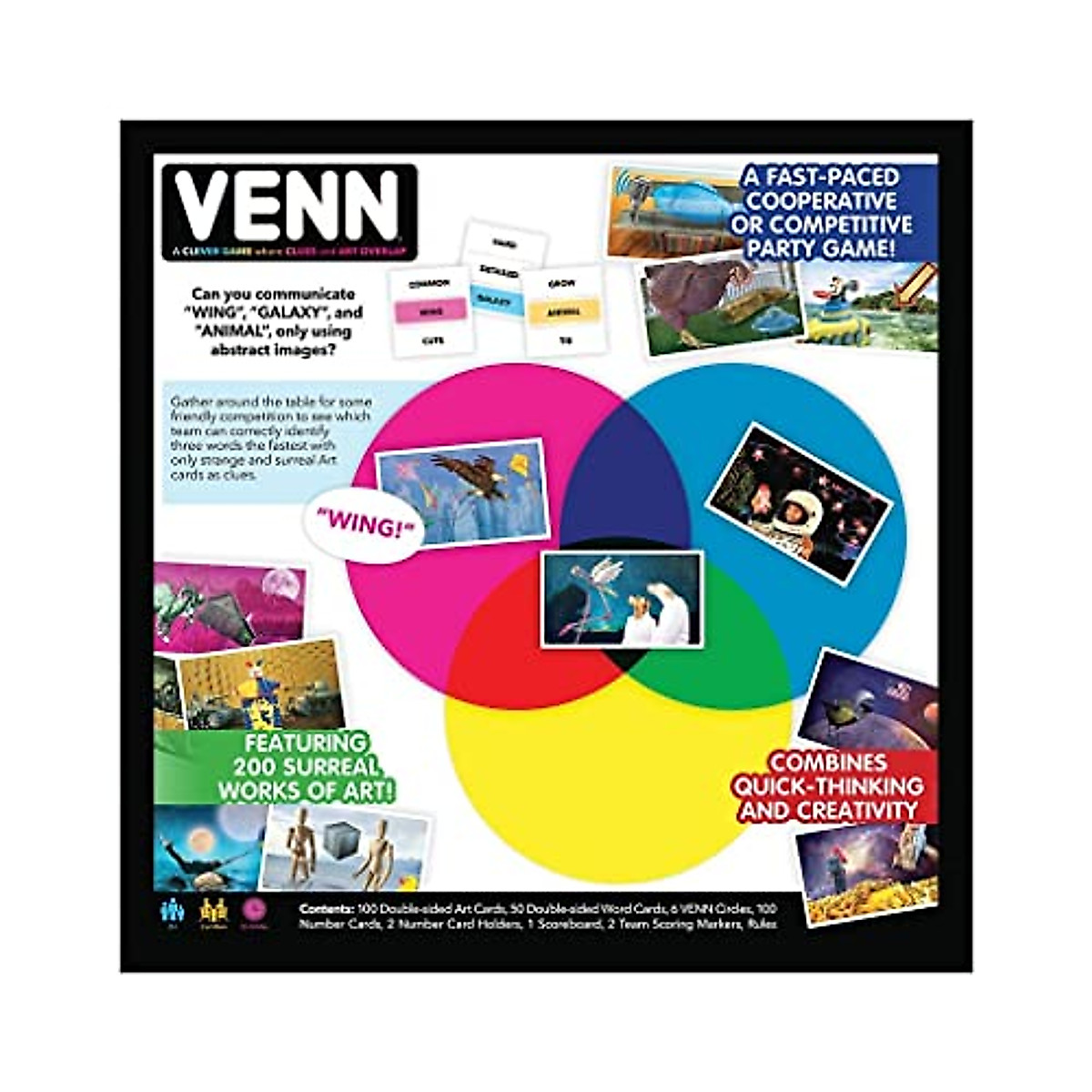 Venn Board Game | Family Game for 2+ Players | Cooperative & Competitive Gameplay Variations | Creative Word Association Game Featuring Unique Gameplay & Custom Artwork | Ages 10+