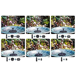 Kemine Solar Bird Bath Fountain Pump 1.0W with 4 Nozzle and Connector Free Standing Floating Water for Bird Bath Garden Pond Fish Tank Aquarium Outdoor (A)