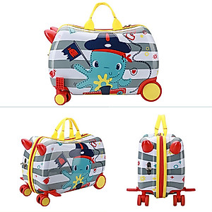 LemoHome Kids ride-on Suitcase carry-on luggage for kids,Travel Suitcase Toddler Luggage With Wheels,Hard Luggage for Women and Men (Multi-colored)