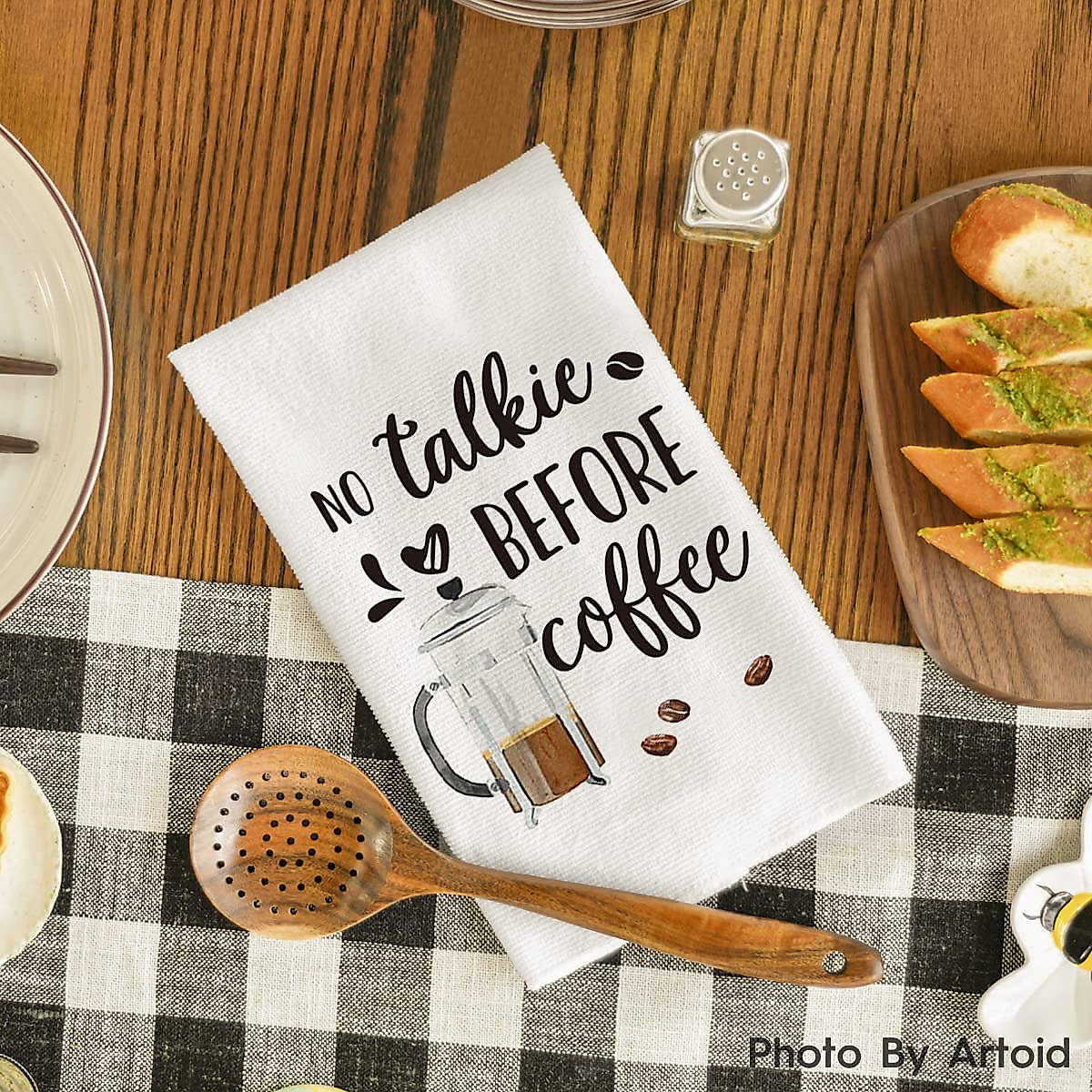 Artoid Mode But First Coffee Kitchen Towels Dish Towels, 18x26 Inch Seasonal Wedding Mug Coffee Bean bar Decoration Hand Towels Set of 4