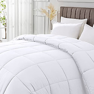 MATBEBY Queen Size Comforter Duvet Insert - All Season White Quilted Down Alternative Bedding Comforter with Corner Tabs - Winter Summer Fluffy Soft - Machine Washable