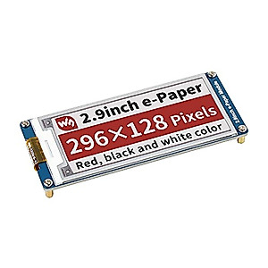Three Color 2.9inch E-Ink Display Module (B), 296x128 Resolution 3.3V/5V E-Paper Epaper Display Screen Red Black White Tri-Color Compatible with Raspberry Pi/Arduino/STM32,SPI Interface, Full Refresh