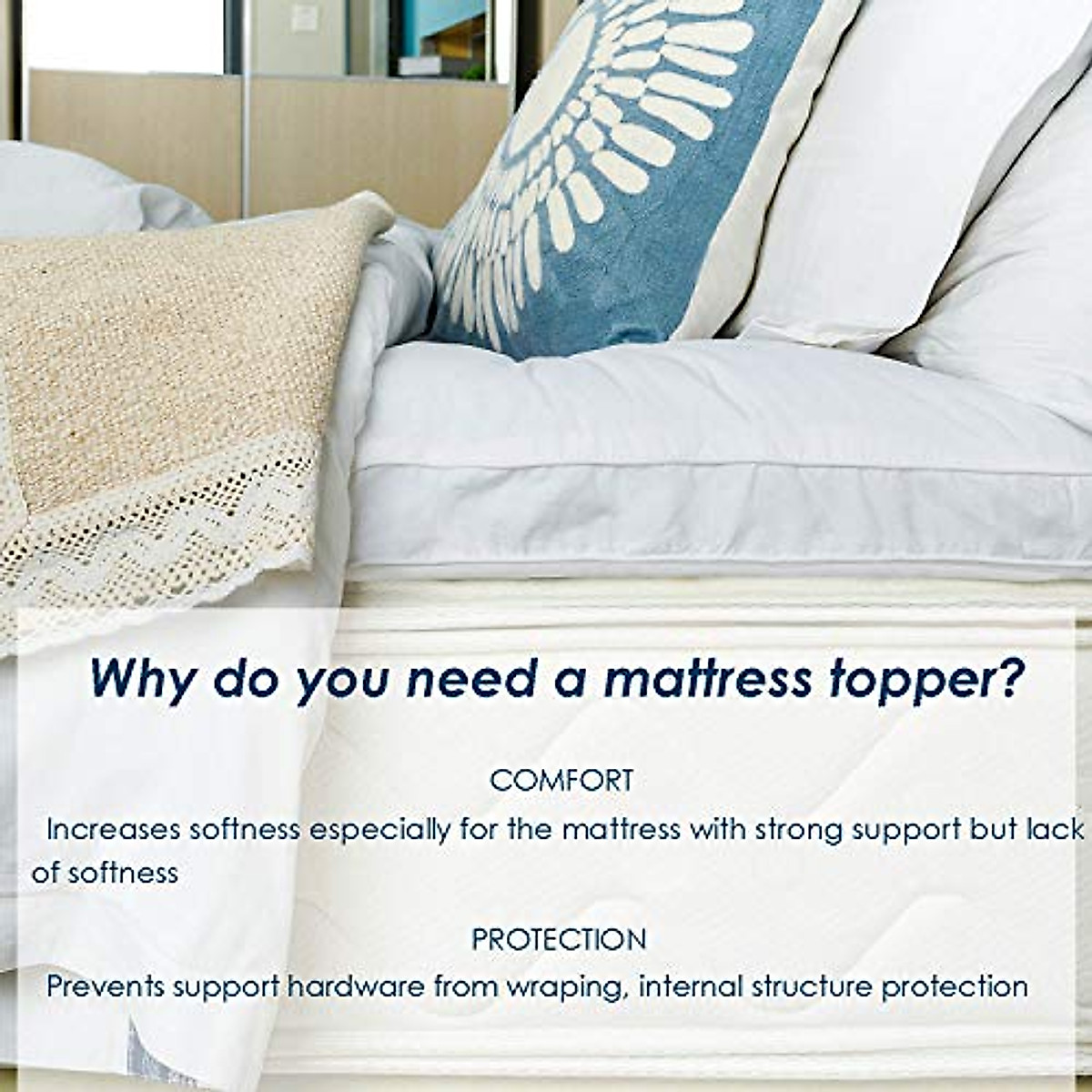 Kipswiza Twin Mattress Topper, Extra Thick Cooling Mattress Pad Cover, Soft & Breathable 4 Inch Memory Foam Mattress Topper with 8-21 Inch Deep Elastic Pocket, White