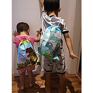 12 Dinosaur Draw String Pouch BACKPACK Bags, Party Bags, Dinosaur Goody Bags, Dinosaur Backpacks, Dino Carry-on Backpacks