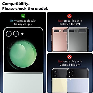 imluckies [2+2 Camera Lens Protector for Samsung Galaxy Z Flip 5 (2023) with Upgrade 9H Tempered Glass Front Screen Protector, HD Clear Anti-Scratch Camera Screen Protective Flims, Clear