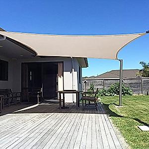 Coarbor Waterproof Sun Shade Sail Rectangle Perfect for Patio Outdoor Garden Custom Beige 16'x 16'