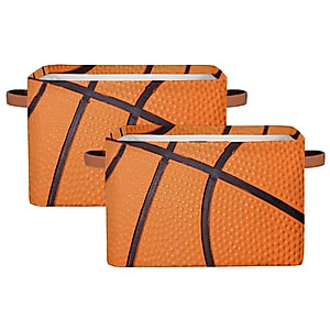 AUUXVA Basketball Texture Storage Bins Baskets Fabric Laundry Baskets, Sport Basketball Storage Cube Boxes Organizer Bag Bin for Toy Organizing Book Storage Shelves Nursery Closet