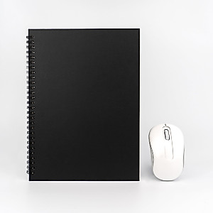 Ykimok 2 Pack College Ruled Notebook, Soft Black Cover Spiral Notebook, Memo Notepad Sketchbook, Students Office Business Diary Spiral Book Journal, 50 Pages, 25 Sheets, 10 x 7.5 Inch
