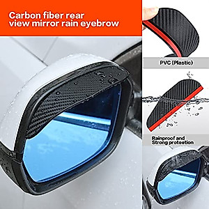 AOCISKA 2 Packs Carbon Fiber Rain Visors with Eyebrows, Universal Rear View Mirror Covers