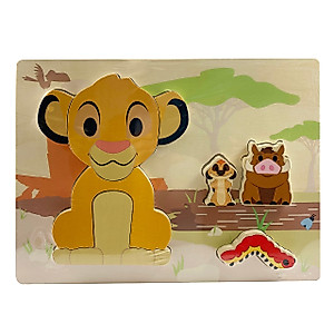 Just Play Disney Wooden Toys Simba 9-Piece Puzzle, The Lion King, Learning and Education, Kids Toys for Ages 18 Month