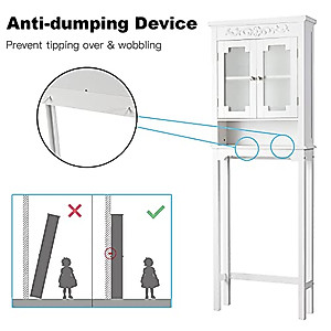 Giantex Over The Toilet Bathroom Space Saver, 3-Shelf Bathroom Organizer, Free Standing Toilet Rack with Adjustable Inner Shelf Bathroom Storage Cabinet (White)