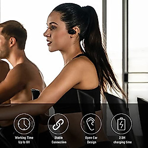 Bone Conduction Headphones with Touch Control, Hi-Fi Stereo Open-Ear Wireless Bluetooth Headphones, Sweatproof Wireless Sport Earphones, Suitable for Running, Cycling, Hiking, Driving