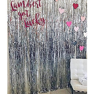 CareCheer 3 Pack 3.2ft x 6.6ft Silver Metallic Foil Fringe Backdrop Tinsel Sparkle Door Window Curtain Backdrop for Birthday Bachelorette Wedding Christmas New Year Party Decorations