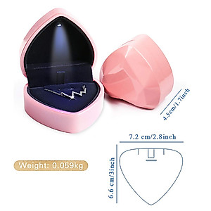 iSuperb Pendant Necklace Box with LED Light Heart Shape Jewelry Gift Box Bracelet Case for Anniversary Wedding Engagment (Pink)
