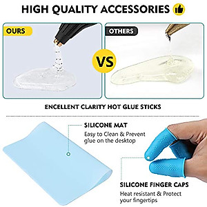 Magicfly 60/100W Hot Glue Gun Full Size with 15 Pcs Hot Glue Sticks (0.43 X 5.9 inch) and Carry Case, Dual Power High Temp Melt Glue Gun Kit with Finger Caps, Mat for Arts Craft, Household, Green