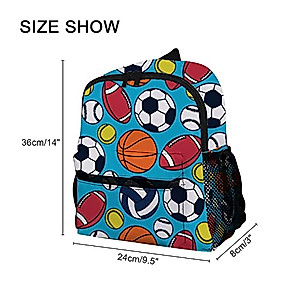 Cute Football Soccer Basketball Kids Backpack, Mini Bag for Boys Girls Preschool Travel
