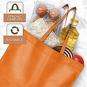 50 Tote Bags Bulk, Reusable Grocery Shopping Bags Bulk, Cloth Bags With Handles 15 x 16 In Multi Colors