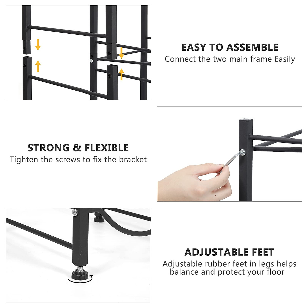 Nandae Water Cooler Jug Rack, 3-Tier Heavy Duty Water Bottle Holder Storage Rack 5 Gallon Water Jug Holder for 6 Bottle, Black