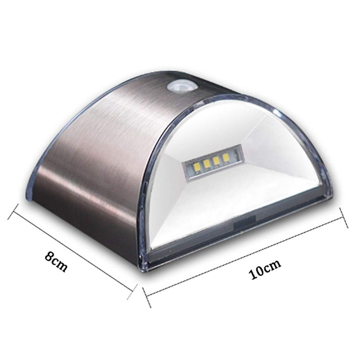 JF-XUAN Outdoor Light Outdoor Lighting Solar Powered 4 LED PIR Motion Sensor Stainless Steel Wall Light for Outdoor Garden Home