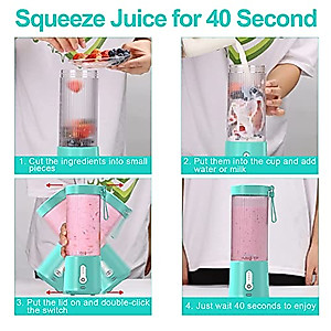 Smoothies Shake Blender with Powerful Blades, Personal Blender for Shakes and Smoothies, Portable Blender Mini Juicer for Kitchen Travel Gym Sports