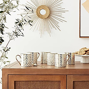 Certified International Mosaic 14 oz. Gold Plated Mugs, Set of 6, 6 Count (Pack of 1), RED