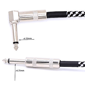 DISENS Instrument Cable 30ft - Amp Cord for Bass & Electric Guitar - Straight to Right Angle 1/4 Inch(6.35mm) Instrument Cable Braided Tweed guitar cable