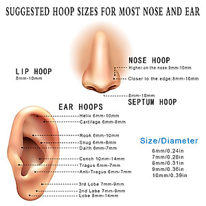 EACHLP 6MM Mini Hoop Earrings,Gold Silver Black Plated Tiny Thin Snug Cartilage Hoop Earring for Women&Men