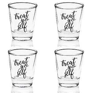 Set of 4 Funny Treat Yo Self 1.75oz Shot Glass