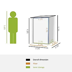 Outsunny 3.3' x 3.4' Outdoor Storage Shed, Galvanized Metal Utility Garden Tool House, 2 Vents and Lockable Door for Backyard, Bike, Patio, Garage, Lawn, Dark Gray