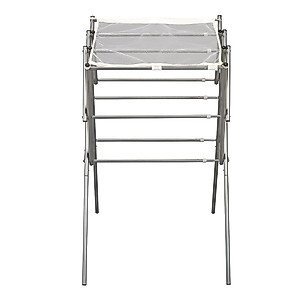 Household Essentials 5127 Collapsible Expandable Metal Clothes Drying Rack - Dry Wet Laundry Indoors - Satin Silver