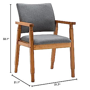 thksbought Mid Century Modern Walnut Dining Chairs Wood Arm Grey Fabric Kitchen Cafe Living Room Decor Furniture