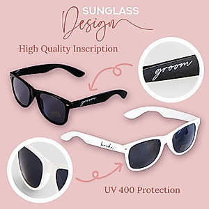 Pretty Robes Bride and Groom Sunglasses for Bachelorette Party, Wedding Accessories for Brides, Beach Wedding Must Haves, Wedding Sunglasses