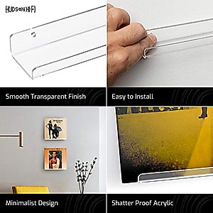 Hudson Hi-Fi LP Vinyl Record Wall Display Shelf - Display Your Favorite LP Records in Style (4 Pack, Cleay Acrylic)
