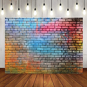 LTLYH 7x5ft Colorful Brick Wall Photo Backdrop Baby Birthday Wedding Party Photography Background Decor Studio Photo Booth A081…