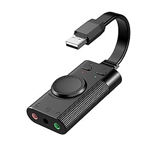 TechRise USB Sound Card, External Sound Card with Volume Control, USB to 3.5mm Jack Audio Adapter for Windows, Mac, PC, Laptop, Desktop, Headset, Switch and More, Plug & Play No Drivers Needed