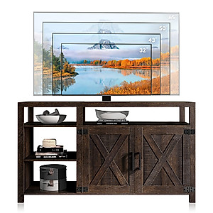 BELLEZE 58" TV Stand for TVs Up to 65", Modern Entertainment Center & TV Cabinet with Storage Shelves and Cabinet, Wood Storage Cabinet Media Console Table for Living Room Bedroom, Espresso