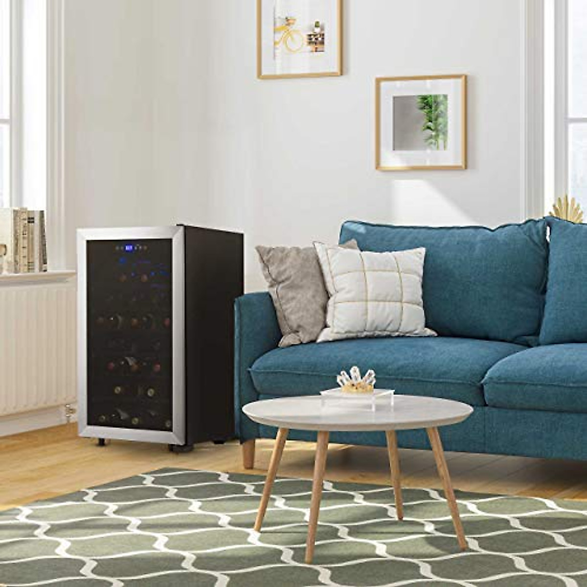 NewAir 20” Wine Refrigerator – 50 Bottle Wine Cooler, Single Zone Freestanding Wine Fridge in Stainless Steel, Wine Chiller with Adjustable Racks and Exterior Digital Thermostat for Kitchen and Bar