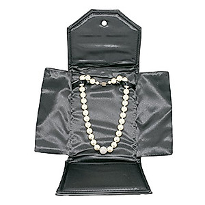 Novel Box Premium Large Black/Black Stitched Leatherette Pearl/Omega Necklace Folder + Custom NB Pouch