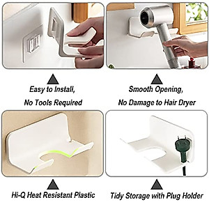 Hair Dryer Holder Wall Mounted - Self Adhesive Wall Hanging Hair Tool Organizer Wall Shelf for Blow Dryer Holder Rack Bathroom Vanity (White)