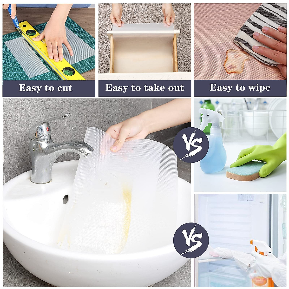 Hersvin Shelf Liners 24 in x 20 ft Drawer Mats Non-Adhesive Cupboard Protector Kitchen Cabinet Lining Fridge Liner (Clear/Diamond)