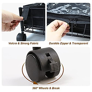 HoCorn Under Bed Storage with Wheels, Rolling Under Bed Shoe Storage Container, Under Bed Cart with Wheels, Underbed Storage with Sturdy Storage Bags & Clear Window & Thick Fabric, 2 Sets, (Black)