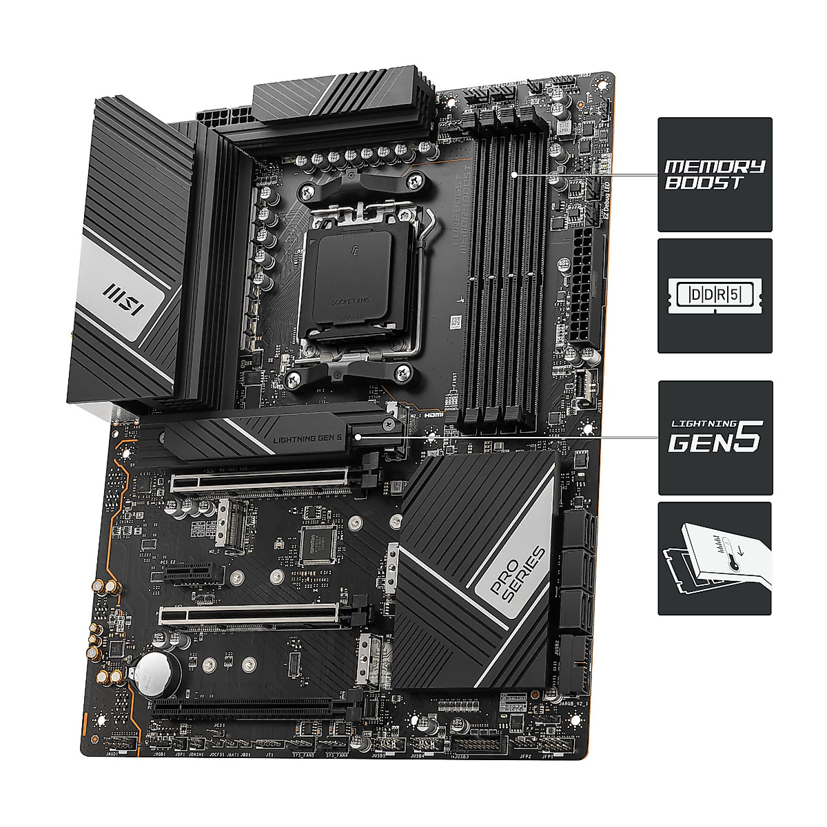 MSI PRO X670-P WiFi ProSeries Motherboard (AMD AM5, DDR5, PCIe 4.0, SATA 6Gb/s, M.2, USB 3.2 Gen 2, Wi-Fi 6E, HDMI/DP, ATX)