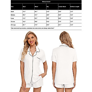 Pjmlifecoco Pajamas Women's Summer Soft Nightwear Short Sleeve Pjs Lounge Sets White