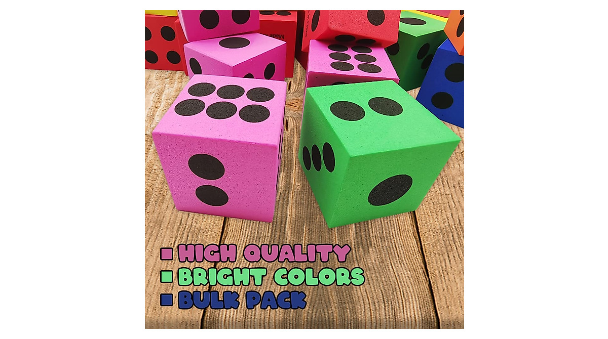 Foam Dice for Kids - 48 Assorted Large Foam Dice Set for Classroom ...