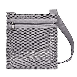 USPECLARE Heavy Duty Semi-Transparent small Mesh Purse, See Through Mesh Crossbody Bag (Grey)