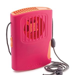 O2COOL Misting Necklace Fan - Portable, Battery Operated with Powerful Vertical Air Flow for Quiet Hands Free Cooling and Personal Travel (Raspberry)