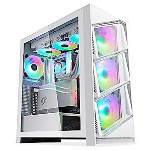 Segotep T3 White Mid-Tower ATX Gaming PC Case, Support Top & Side 360mm Radiators, GPU Snap-On Opening & Closing Front Panel, Type-C Ready, Tool-Free Disassemble (Pre-Install One ARGB & PWM Fan)