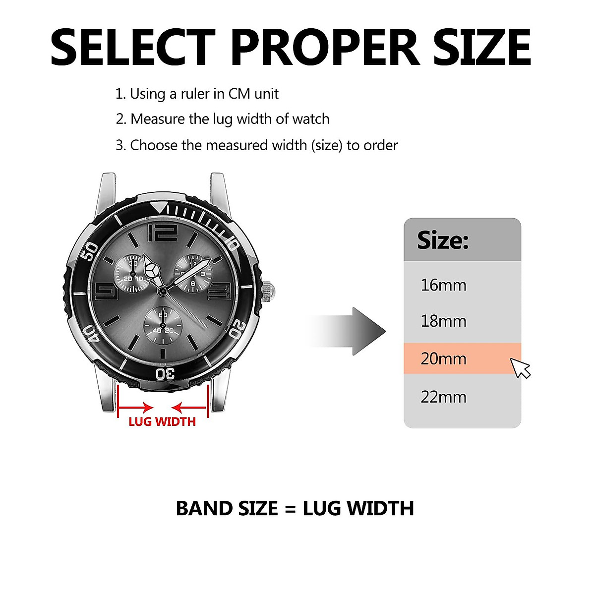 BISONSTRAP Nylon Watch Bands 20mm, Adjustable Braided Loop Straps for Men and Women,Black with Black Buckle