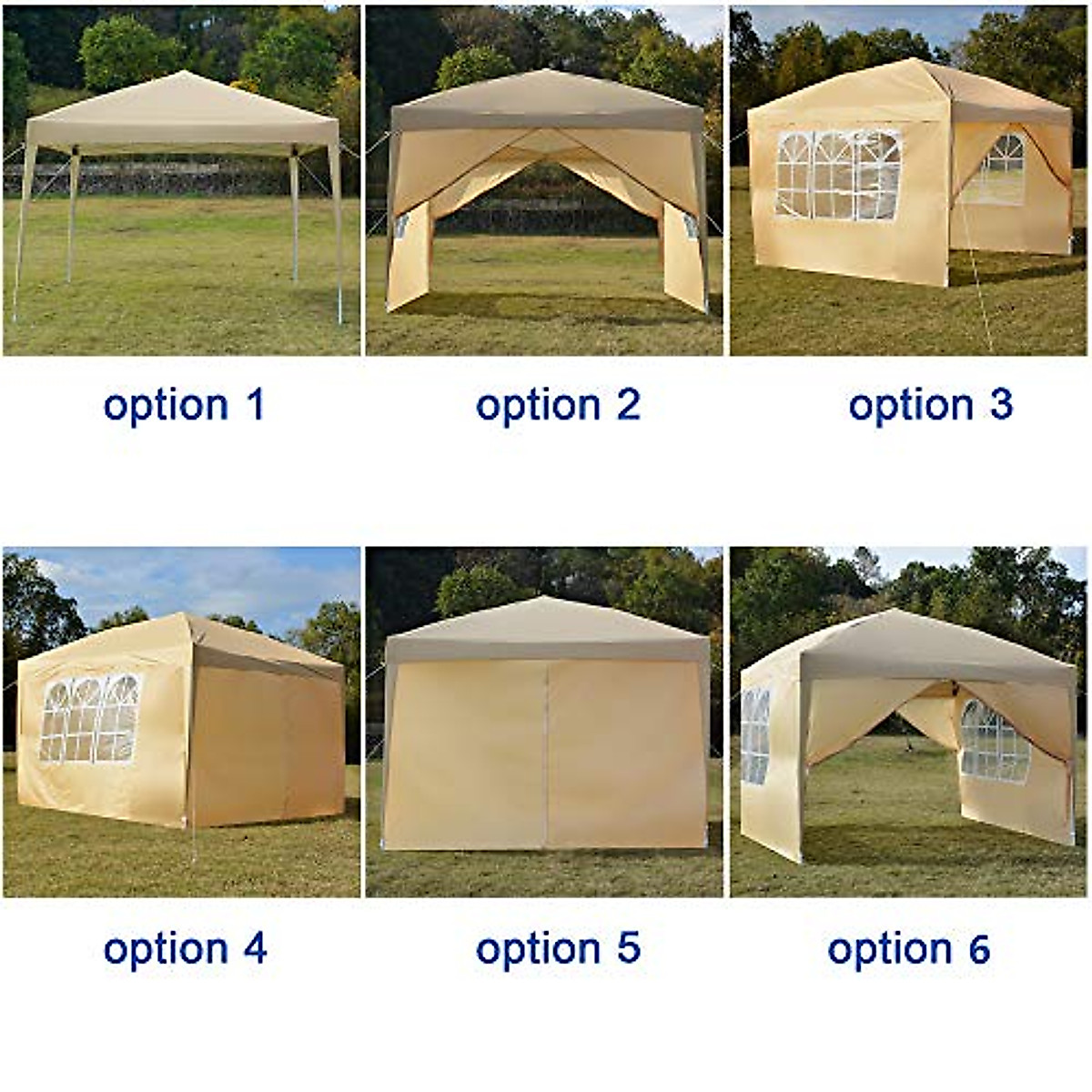 10x10 Pop Up Tent with Two Doors & Two Windows Practical Waterproof Right-Angle Folding Tent with Carry Bag Khaki