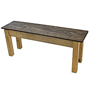 Dark Walnut & Golden Oak Farmhouse Bench